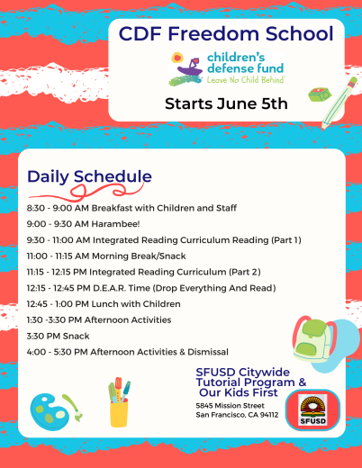 Citywide Tutorial Program, SFUSD - CDF Freedom School | SFUSD